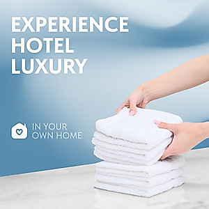 WhiteClassic Luxury Cotton Washcloths - Large Hotel Spa Bathroom Face Towel | 12 Pack | White
