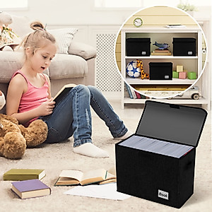 YNSZAS Comic Book Storage, Comic Book Box, 15.8" X 7.8" X 11.8", Collapsible Comic Short Box, Holds 160-180 Comic Book, Heavy Duty Comic Book Bin Container Holder Shelf (Black)