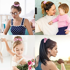 Didder 20 Pcs Pink Velvet Scrunchies, Soft Hair Ties for Women Girls Elastic Bobbles Ropes Scrunchie, Cute Hair Accessories for Daily Use