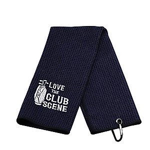 Embroidered Golf Towel Gift Golf Lover Gift Love The Club Scene Golf Towel with Clip (Love The Club Scene)