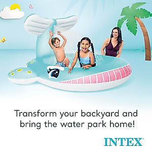 Intex Inflatable Whale Kiddie Pool: Built-in Water Sprayer – Convienient Drain Plug – Durable Vinyl – 79" x 77" x 36" – Ages 3+