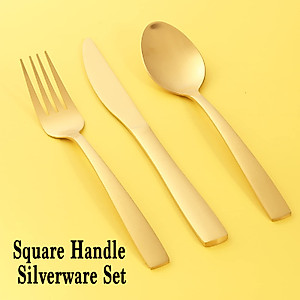 Matte Gold Silverware Set for 6 Thickened Food-grade 30-Piece Flatware Set Stainless Steel Modern Design Cutlery Set for Home Restaurant Party, Dishwasher Safe