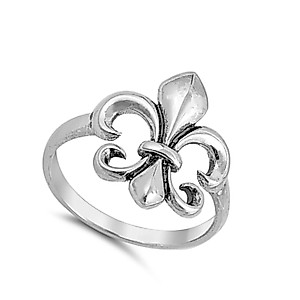 Fleur De Lis Cute Ring New .925 Sterling Silver Band Size 6