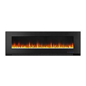 Amazon Basics Wall-Mounted Recessed Electric Fireplace - 60-Inch, Black
