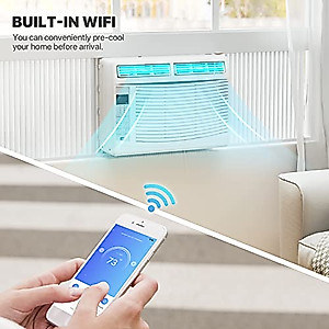 mollie 6,000 BTU Smart Window Air Conditioner with Wi-Fi Connected, Window AC Unit Cools up to 250 Sq.Ft., Remote/App Control, with Easy Install Kit, 115V/60Hz, White