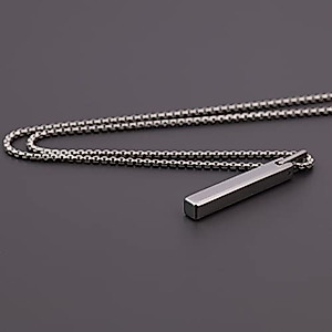 COAI Box Chain Simple Tungsten Steel Bar Pendant Necklace for Men 20"
