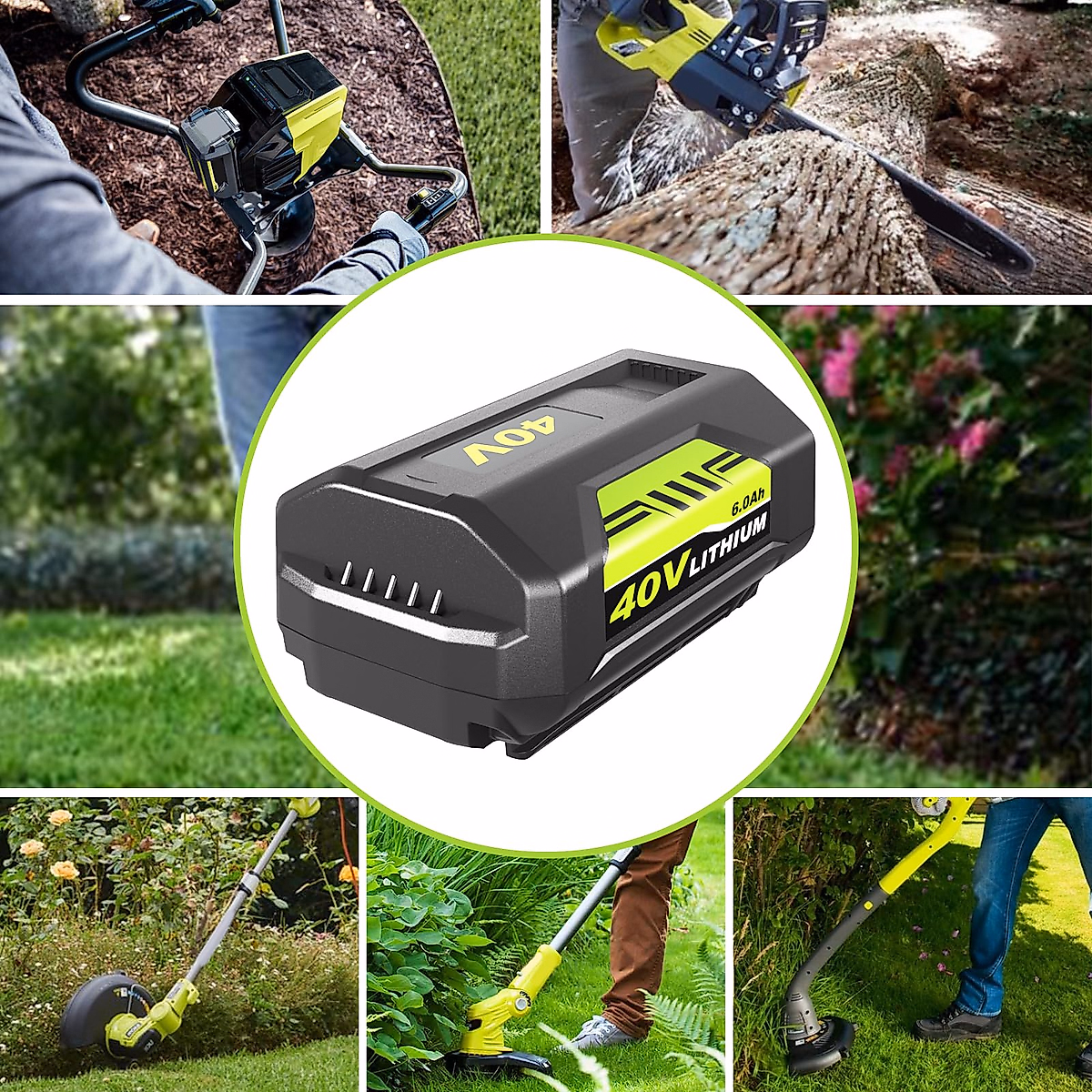 Enermall 6.0Ah Replacement for Ryobi 40V Battery Lithium Compatible with Ryobi 40 Volt Battery OP4015 OP4040 OP4026A OP40201 OP4050A OP4015 OP40261 OP4030 OP40401 OP4060