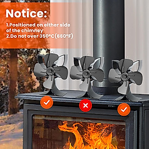 Miaton Heat Powered Wood Stove Fan and Mr Buddy Heater Fan (Included Bracket), Non Electric Fireplace Fan Eco fan Thermal Fan Thermoelectric Fan