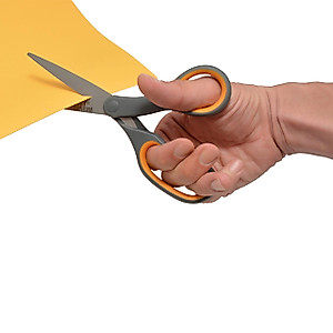 Westcott Titanium Bonded Scissors, Soft Handle, 8", Straight, Gray/Yellow, 4-Pack