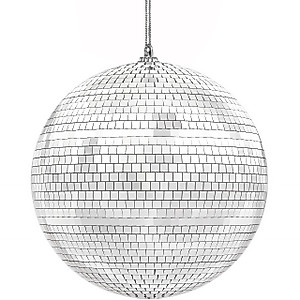 The Dreidel Company Mirror Disco Ball 8" Inch 2-Pack, Silver Hanging Ball with Attached String for Ring, Reflects Light, Fun Party Home Bands Decorations, Party Favor