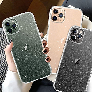 DOMAVER iPhone 11 Pro Max Case Clear Glitter Sparkle Soft Gel Anti-Slip Durable Smooth Shockproof Protective Phone Cover for iPhone 11 Pro Max 6.5 Inch