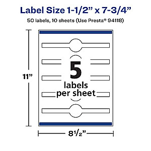 Avery Durable Waterproof Cigar Labels with Sure Feed, 1.5" x 7.75", 50 Oil and Tear-Resistant Waterproof Labels, Print-to-The-Edge, Laser/Pigment-Based Inkjet Printable Labels