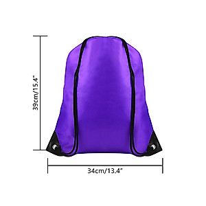 FEPITO 22 Pack Drawstring Bags String Backpack Bulk School Backpacks for Gym Traveling (Purple)