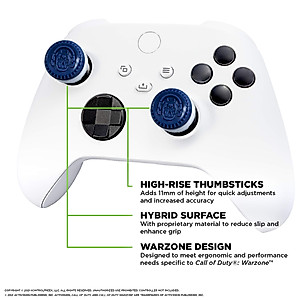 KontrolFreek Call of Duty: Warzone Performance Thumbsticks for Xbox One and Xbox Series X | 2 High-Rise, Hybrid| Blue/Gray