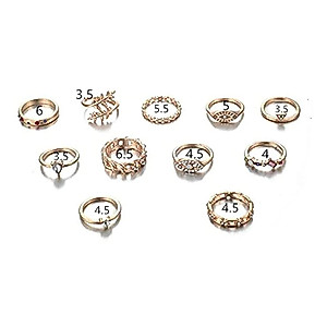 BERYUAN Trendy Gold Mid Finger Rings for Women Rings Set Eye Knuckle Rings for Women Jewelry Rings Size 3.5,4,4.5,5,5.5,6,6.5