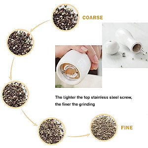 Pepper Grinder, Salt and Pepper Grinder, Salt Grinder, Elegant Wood Salt and Pepper Mill, Ceramic Grinder Core, Refillable Manual Spice Mill Adjustable Coarseness Salt Pepper Grinder