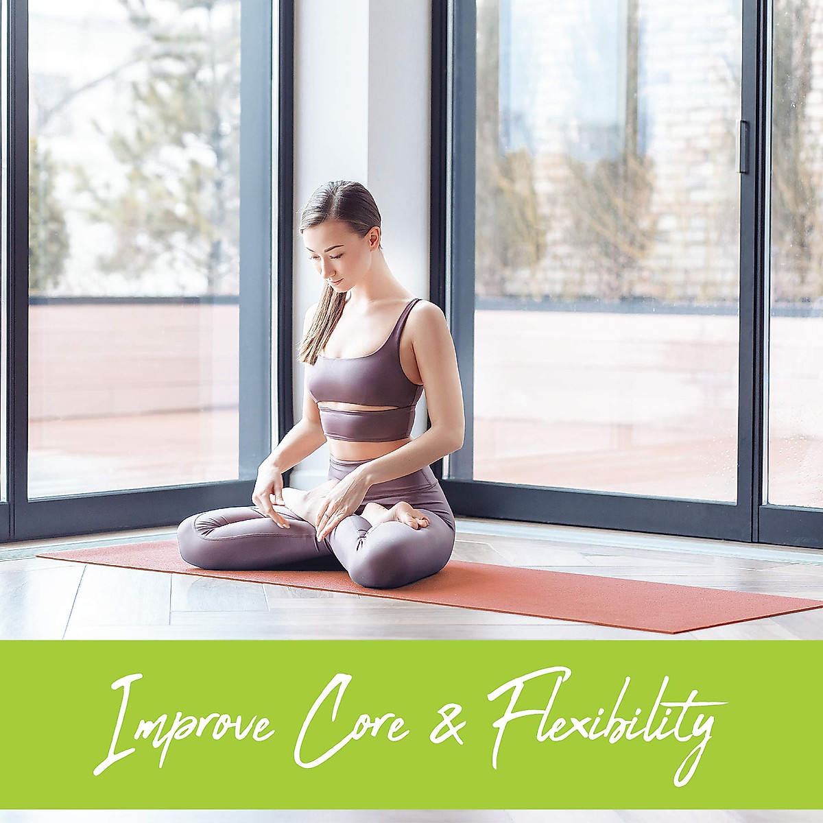 Nicole Miller Yoga Workout Mat, Thick Yoga Exercise Mat for Home Gym with Exercise Mat Strap (Coral, 4MM Thick)