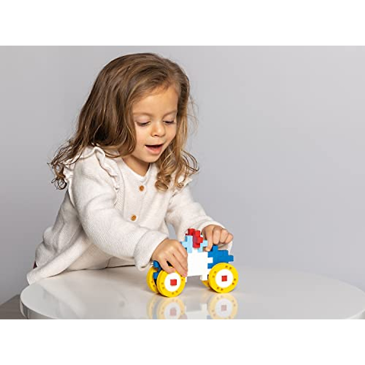 PLUS PLUS Big - Make & GO! - 70 Pieces - Construction Building Stem/Steam Toy, Interlocking Large Puzzle Blocks for Toddlers and Preschool