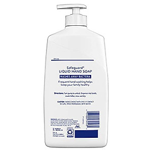 Safeguard Liquid Hand Soap, Washes Away Bacteria, Micellar Deep Cleansing, Fresh Clean Scent, 25 Oz (Pack of 4)