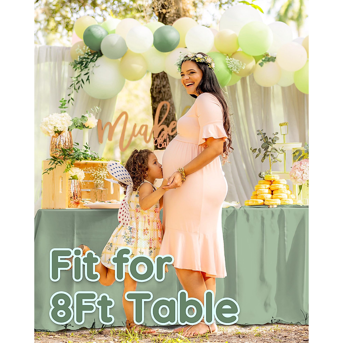 3 Packs Sage Tablecloth, Christmas Plastic Green Table Covers, Disposable Christmas Party Supplies, 52 x 108‘’, Fit for 8 Ft Table, for Bridal Shower, Baby & Wedding Christmas Party Decorations