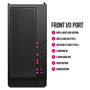 MSI MPG Velox 100R - Mid-Tower Gaming PC Case - Tempered Glass Side Panel - 4 x 120mm ARGB Fans - Liquid Cooling Support up to 360mm Radiator - Mesh Panel for Optimized Airflow