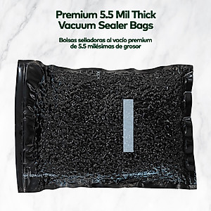 Stash Proof Vacuum Seal Bags 15" x 20" (50 Count) 5.5 Mil (Black and Black) - BPA Free Commerical Grade Food Saver for Storage, Sous Vide, and Meal Prep Sealer Bag