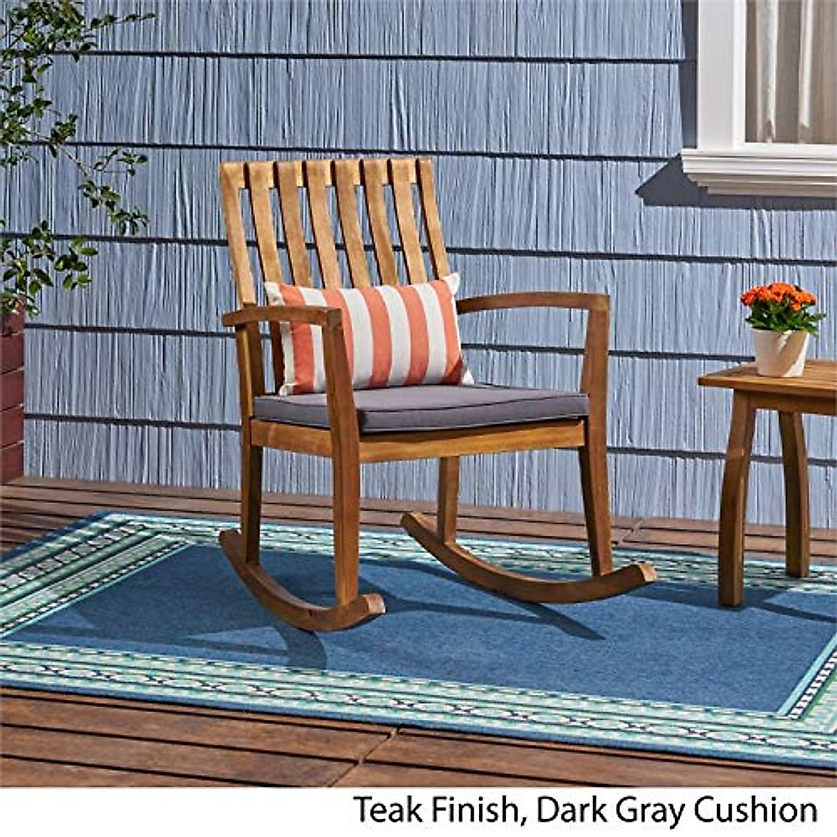 Afuera Living Modern/Contemporary Outdoor Acacia Wood Rocking Chair in Teak