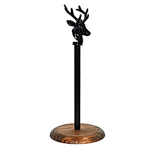 OwlGift Deer Paper Towel Holder Stand, Elk Freestanding Paper Towel Roll Dispenser for Kitchen Countertop Fits Standard and Jumbo Size Paper Towels w/ Top Cast Iron Reindeer Farmhouse Design