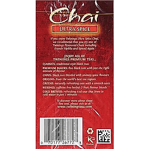 Twinings Ultra Spice Chai Tea Bags - Individually Wrapped, Black Tea with Cinnamon, Ginger, Cardamon & Clove, 20 Count (Pack of 3)