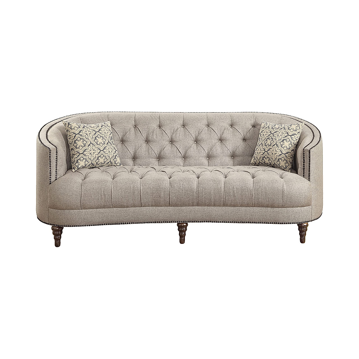 Avonlea Sofa with Button Tufting and Nailhead Trim Beige 505641