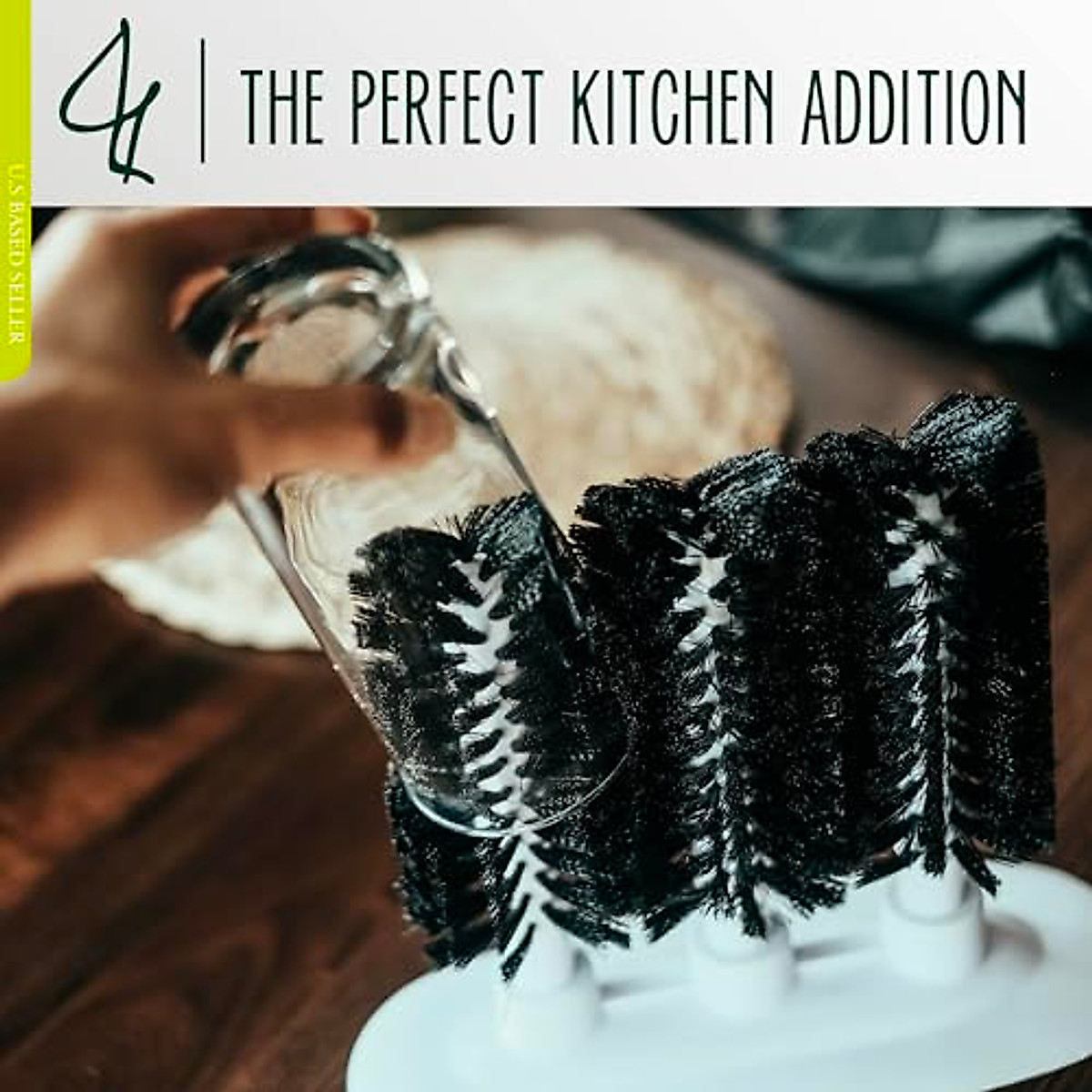 Glass Cleaning Brush, 3 Brush Glass Washer – Triple Glass Rinser, Cup Washer Brush, Glass Brushes for Washing Glasses