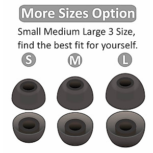 6 Pairs Elite 75T / Elite 7 Pro/Elite 3 Ear Tips Buds Gel, Replacement Soft Rubber Silicone Eargel Cover Accessories Compatible with Jabra Elite 65T / Elite 7 Active/Elite 4 Active - S/M/L Gray