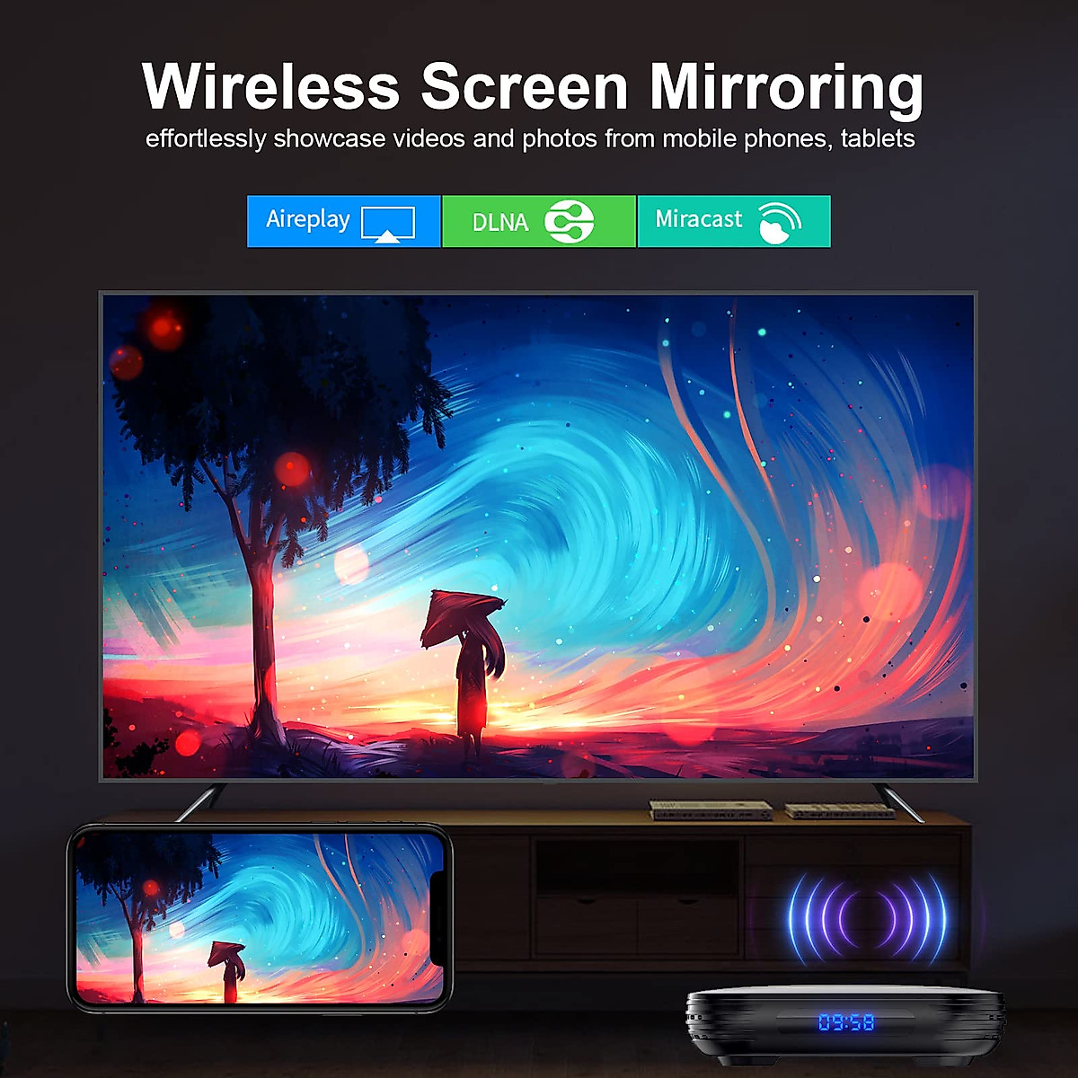 Android Tv Box 10.0 4GB RAM 64GB ROM with 2.4G 5G WiFi Tv Box Support 3D 4K 6K USB2.0 H.265 BT4.1 with Mini Keyboard