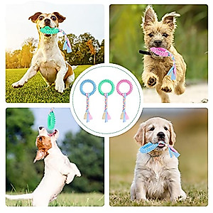 TIESOME Puppy Teething Toys with Cotton Ropes, 3 Pcs Rubber Small Dog Chew Toy Rings Aggressive Chew Toys for Dogs Oral Teeth Soothe Itching Puppy Chew Toys Interactive Pet Toys for Small/Medium Dogs