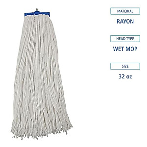 Boardwalk BWK732R 32 oz. Economical Lie-Flat Rayon Fiber Mop Head - White (12/Carton)