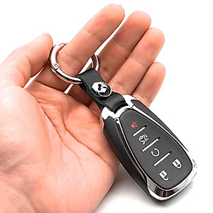 INFIPAR Circle Carabiner Keychain Clip Quick-Release Spring Ring & Anti-Lost Ring Attach Leather Key Chain, No Screwdriver Required, 1 Pack, Black - Newest Version