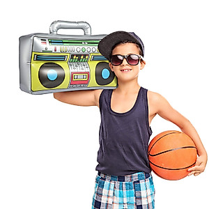 meekoo Inflatable Boombox 16.5 Inches Inflatable Boom Box 80s 90s Party Decorations for Rappers Hip Hop B-Boys Costume Accessory Party Supplies (3 Packs)