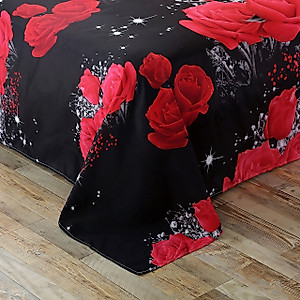 3D Bedding Set Home Textile Hot Red Rose Pattern 4pcs Queen Size Duvet Cover Sets Full King Twin Red Bed Sheet Set
