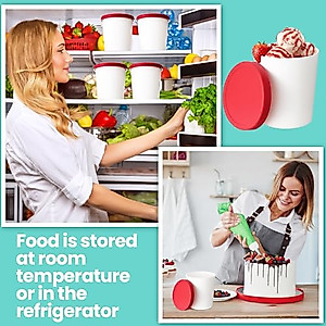 Tioncy 6 Pcs Ice Cream Containers 1 Quart Freezer Storage Tubs with Lids Reusable Round Ice Cream Tub for Homemade Ice Cream Sorbet Gelato Yogurt Storage (Red)