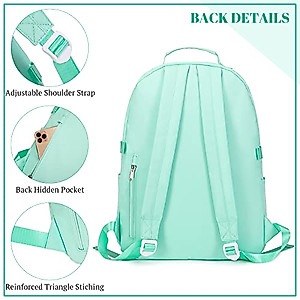 MIRLEWAIY Fashion College School bag Large Travle Backpack Teen Neutral Bookbag Student Daypack Bag for Boys Girls, Mint green
