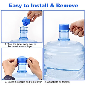 3 & 5 Gallon Water Jug Cap, Kingmall 3rd Generation Silicone Reusable Replacement Cap Non-Spill & Leak Free Top Lid Cover fits 55mm Bottles【3PCS】