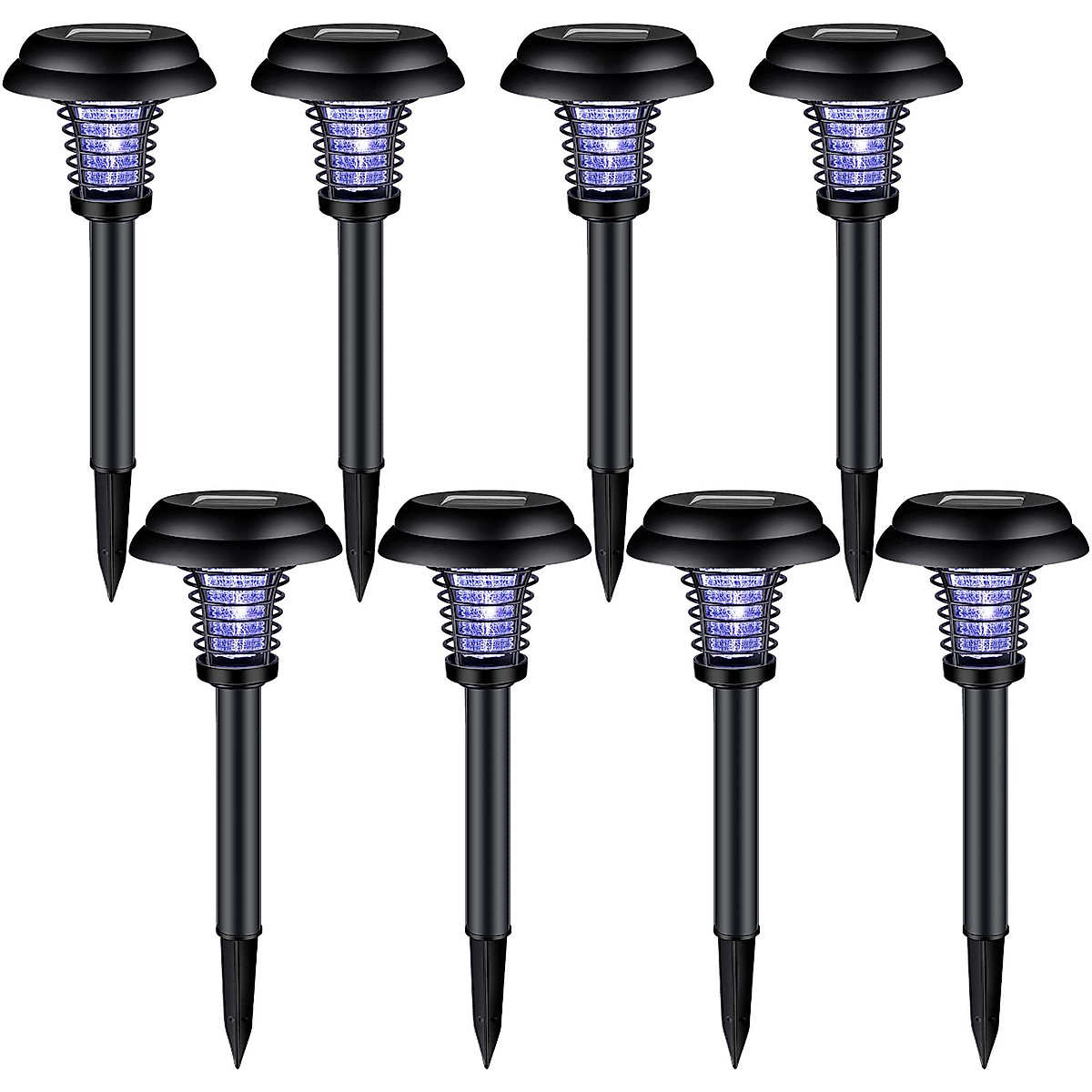 8 Pack 2 in 1 Bug Zapper Outdoor Waterproof Solar Mosquito Killer UV Fly Zapper Ground Plug Light for Home Kitchen Patio Backyard Camping