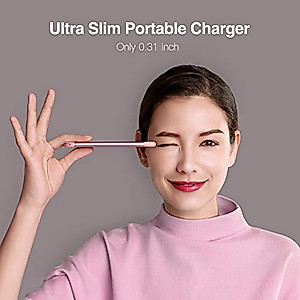 Luxtude 5000mAh Portable Charger for iPhone, Ultra Slim MFi Apple Certified Battery Pack Built in Lightning Cable, Fast Charging Power Bank for iPhone 13/12/11 Pro/X/XR/XS Max/8/7/6S, Rose Gold Pink.