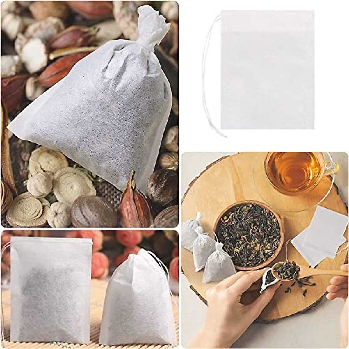 LANSKLBD - 200 Pcs Disposable Tea Bags for Loose Leaf Tea, Tea Filter Bags for Loose Tea, Wood Pulp Material, Empty Tea Bags (2.36 x 3.15 Inch))