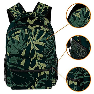 VBFOFBV Lightweight Casual Laptop Backpack for Men and Women, Tropical Jungle Green Leaves Retro