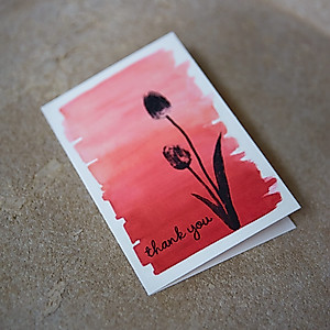 Festive Spice Flower Thank You Cards - Watercolor Designs - 48 Cards with Envelopes - Dandelion, Rose, Lavender, Forget Me Nots