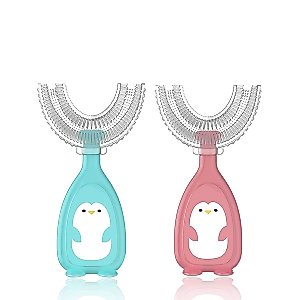 CUKEYOUZ U Shaped Kids Toothbrushes Toddler U Shaped Toothbrush 360° Kids U-Shaped Toothbrush Full Mouth Toothbrush Silicone Brush Head for Age 2-6 & 6-12
