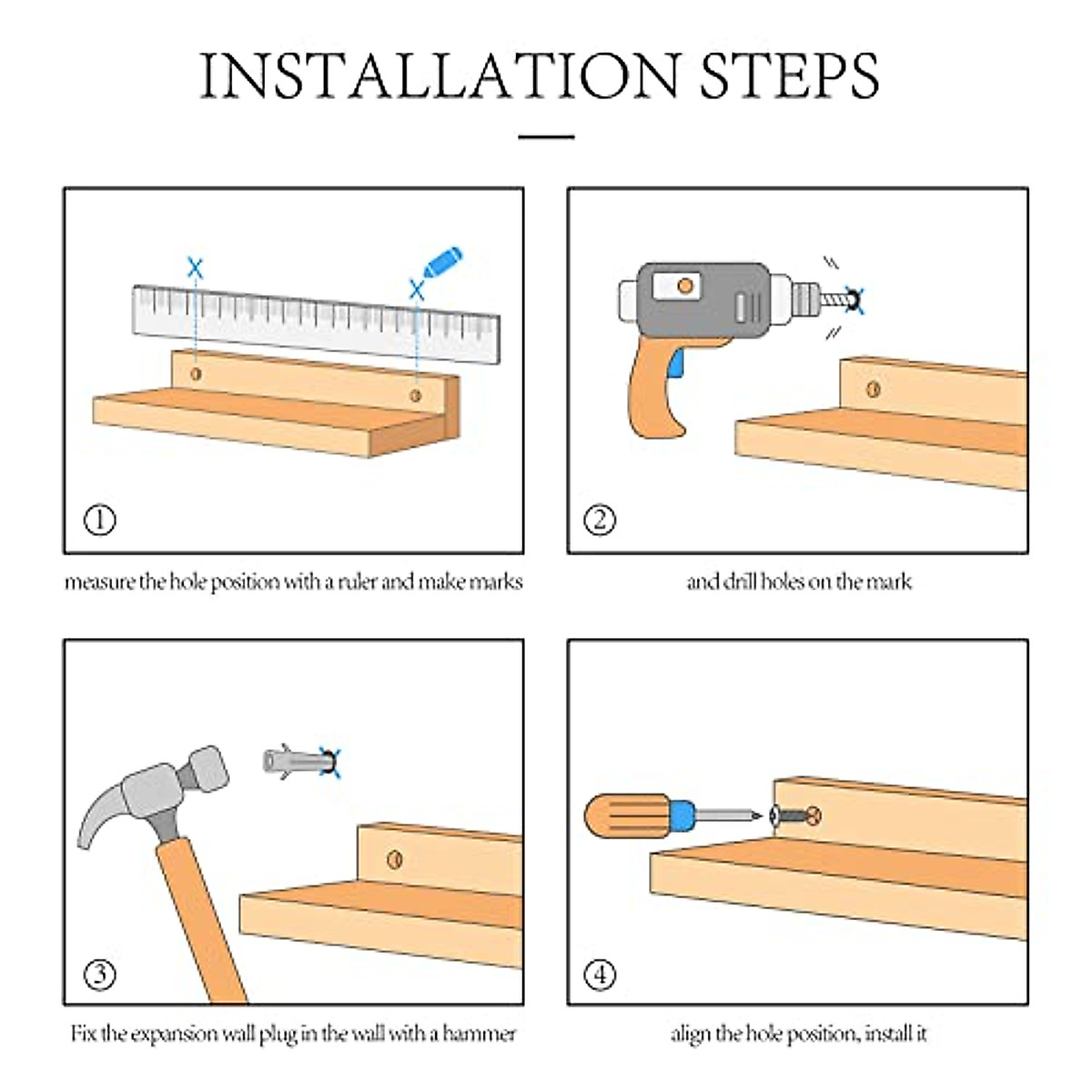Freezing point Set of 2 Natural Wood 8Inch Small Wall Shelf Mini Floating Shelves for Wall Decor Plant Collectibles Mounted Kitchen Bathroom Bedroom Corner Decorative Storage Tiny Stand Black Grey