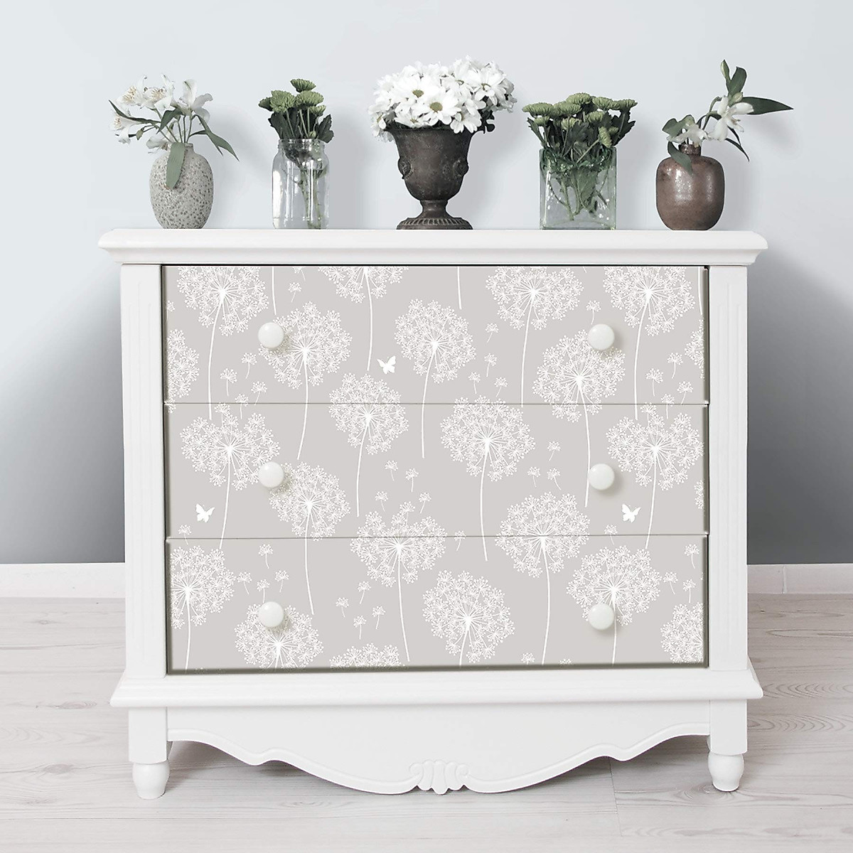 NuWallpaper NU1651 Dandelion Grey Peel & Stick Wallpaper, Neutral