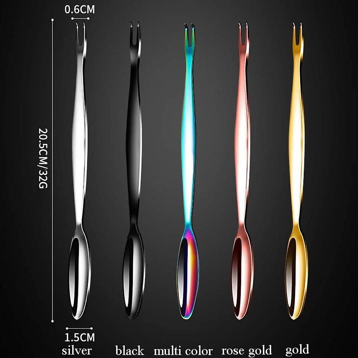 Crab Fork 1PC Stainless Steel Seafood Tools Double Headed Crab Picking Tools Lobster Spoons Shellfish Pick for Home Kitchen Restaurant(Black)